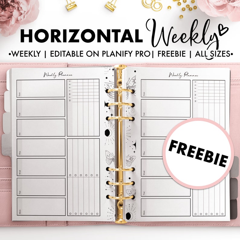 Planify Pro, FREEBIE! Weekly Horizontal - Etsy
