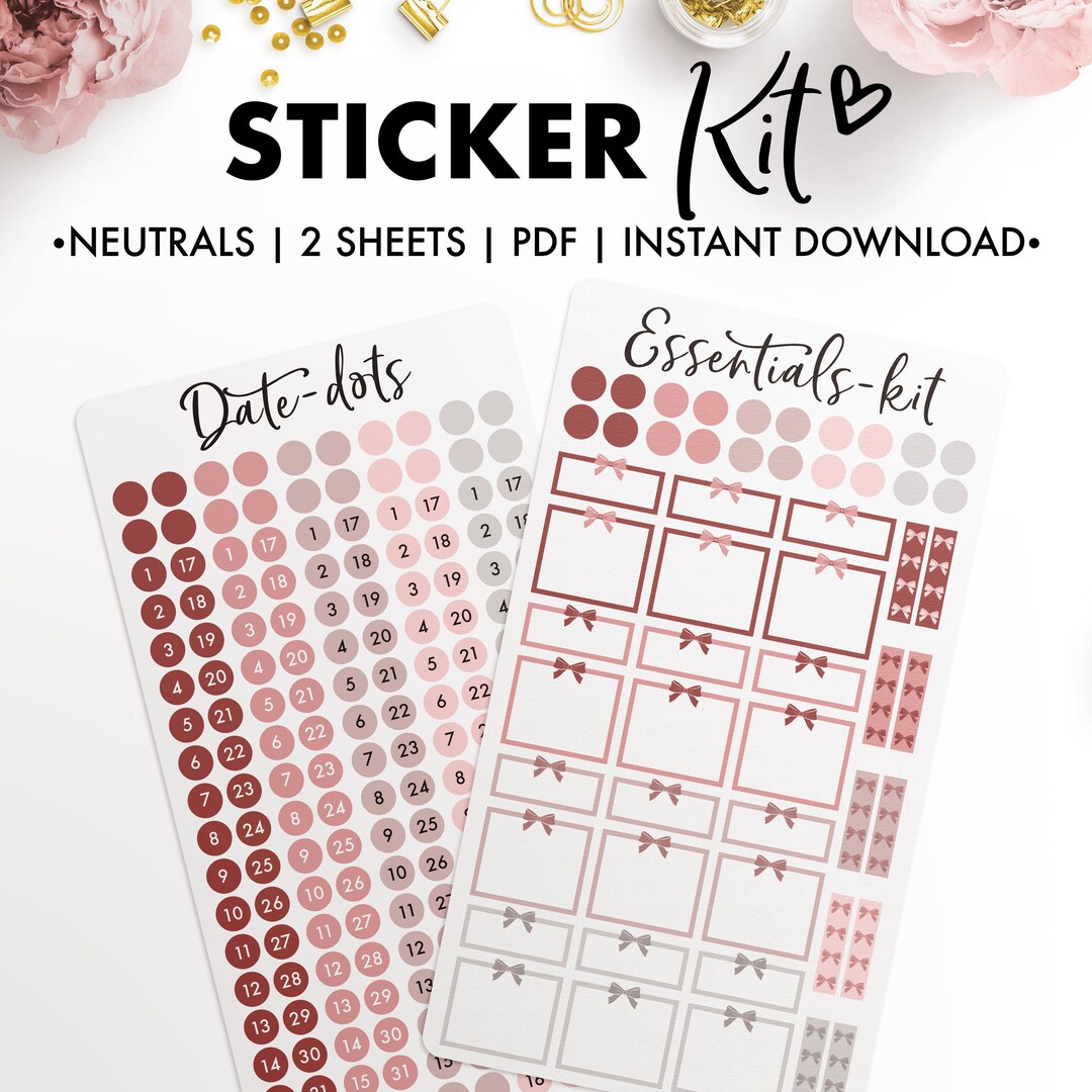 Planify Pro, Neutral Sticker Kit Fit Weekly Hobonichi, PDF Instant ...