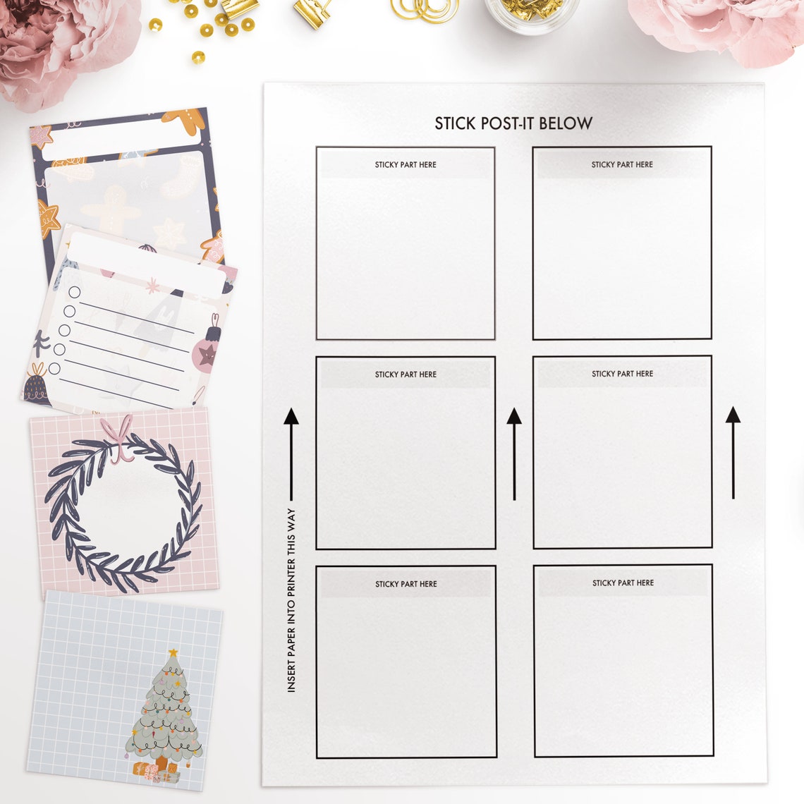 Xmas Sticky Note Template 3 X 3 Inch - Etsy