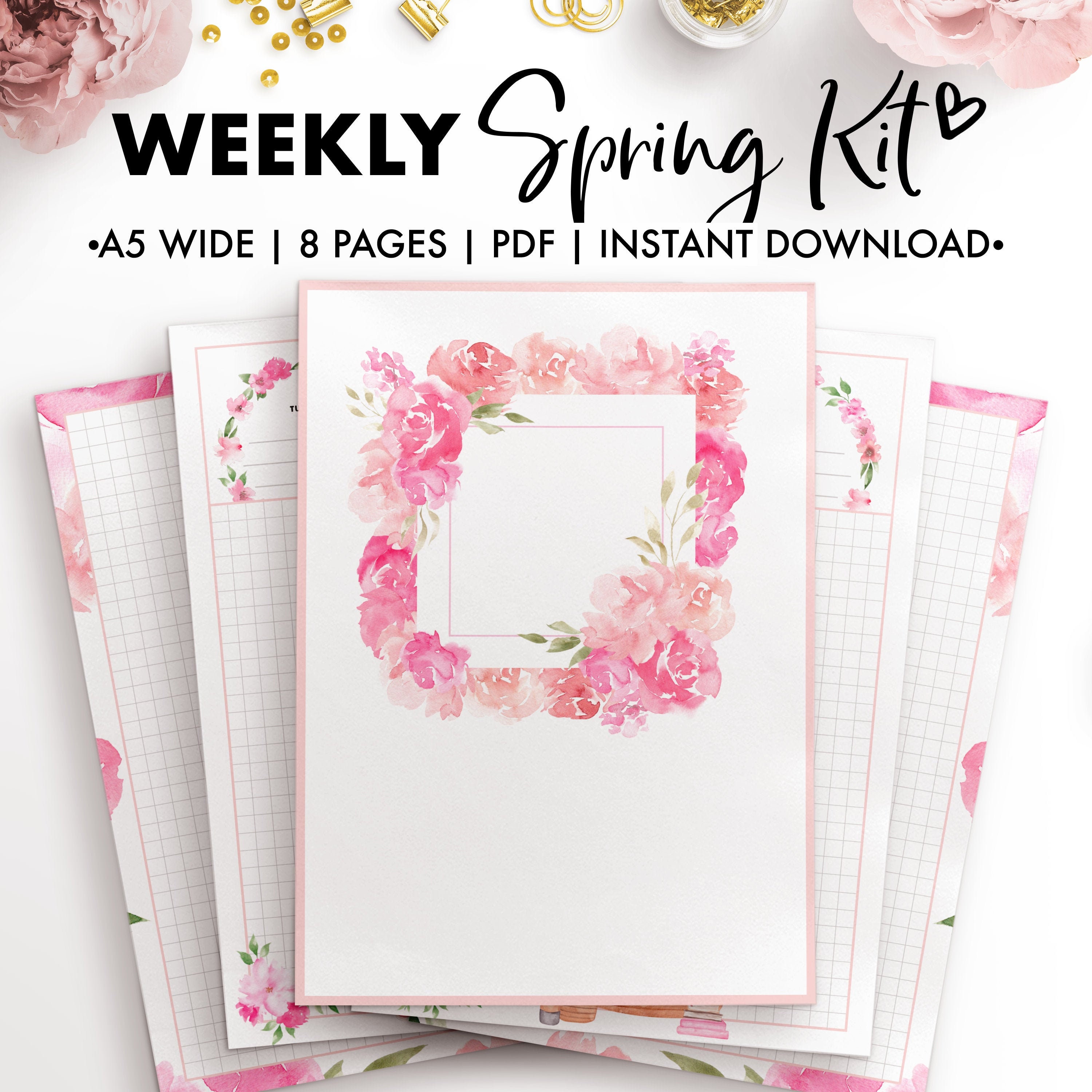 A5 Wide Weekly Spring Kit - Etsy