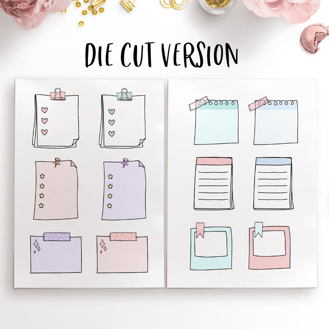 Die Cuts Stickers Sticky Note Collection Planner Stickers | Etsy
