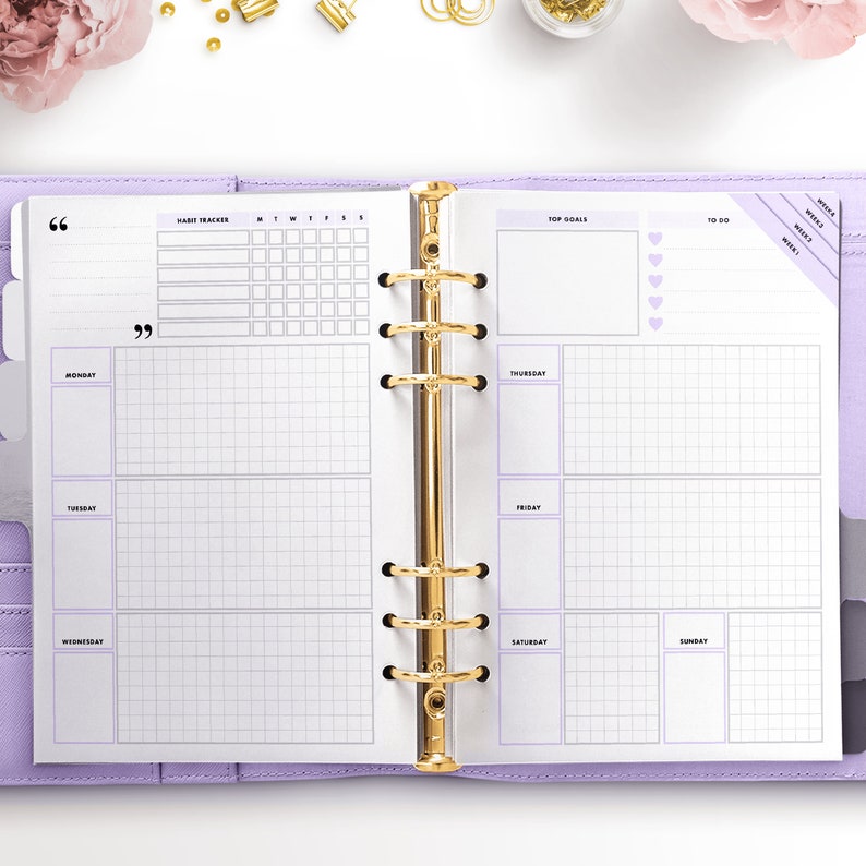 A5 Vertical Monthly Corner Flip Lavender - Etsy