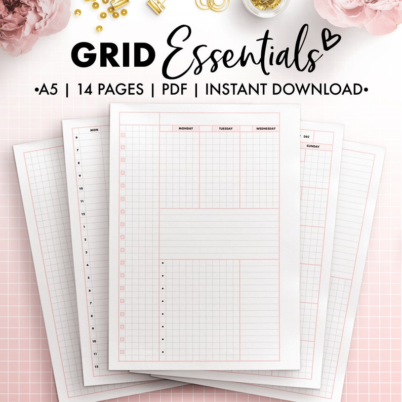 A5 Grid Essentials Simple Essentials Collection - Etsy