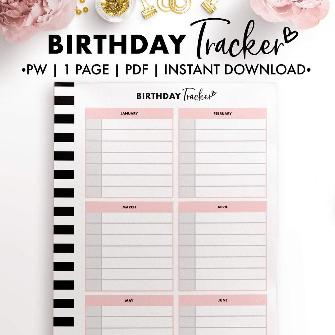 Personal Wide Birthday Tracker - Etsy