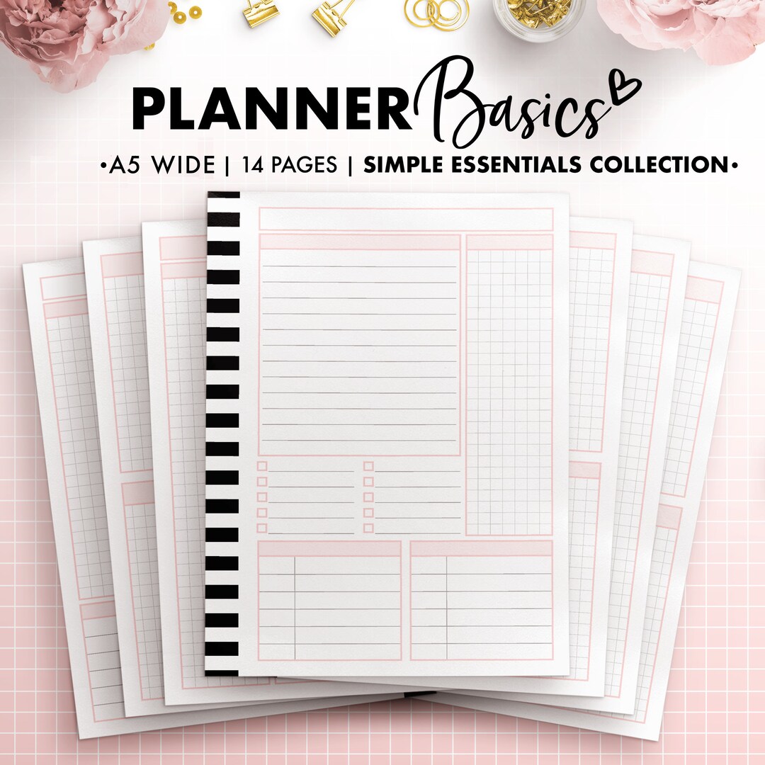 A5 Wide Planner Basics Simple Essentials Collection - Etsy