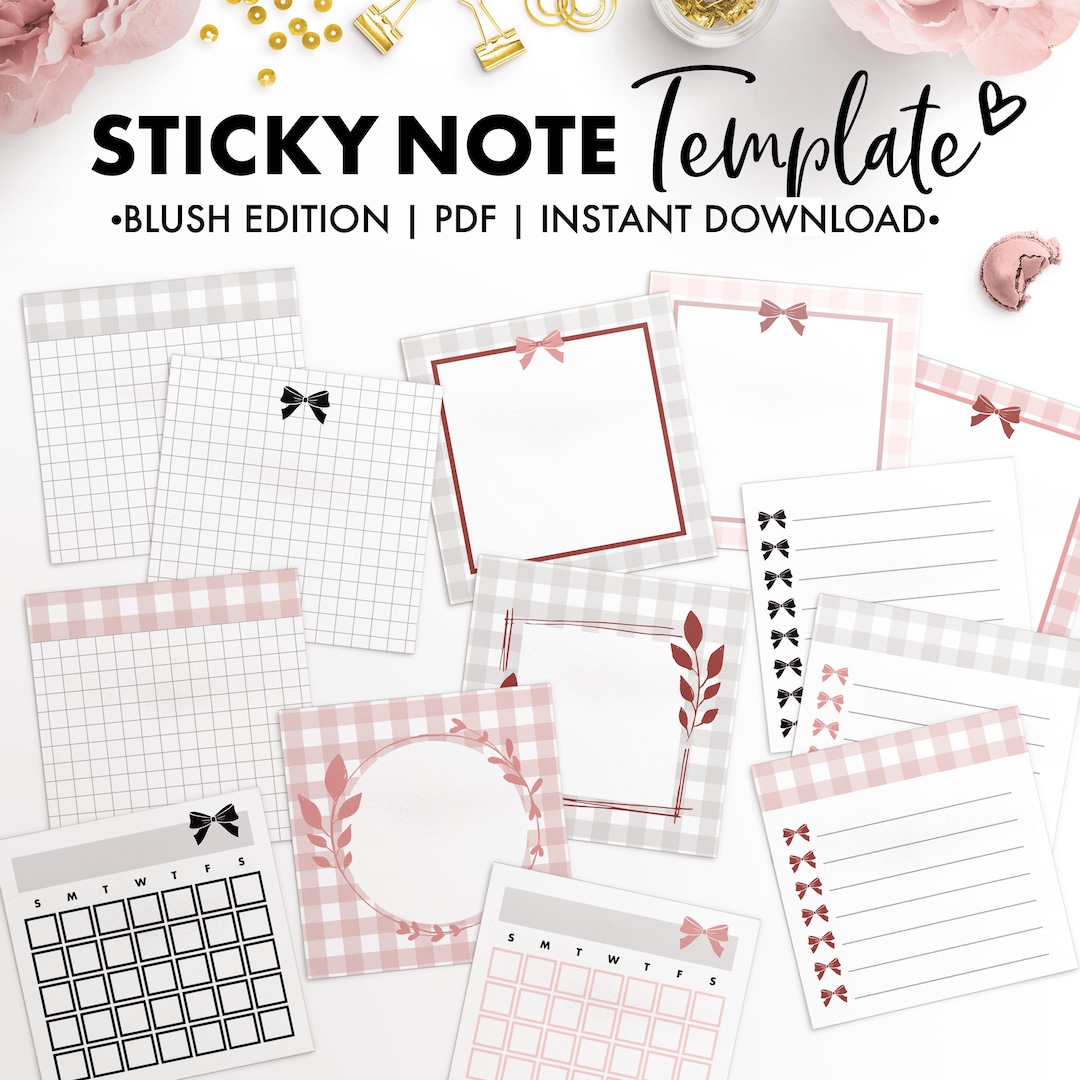 Planify Pro, Blush Sticky Note Template 3 X 3 Inch - Etsy
