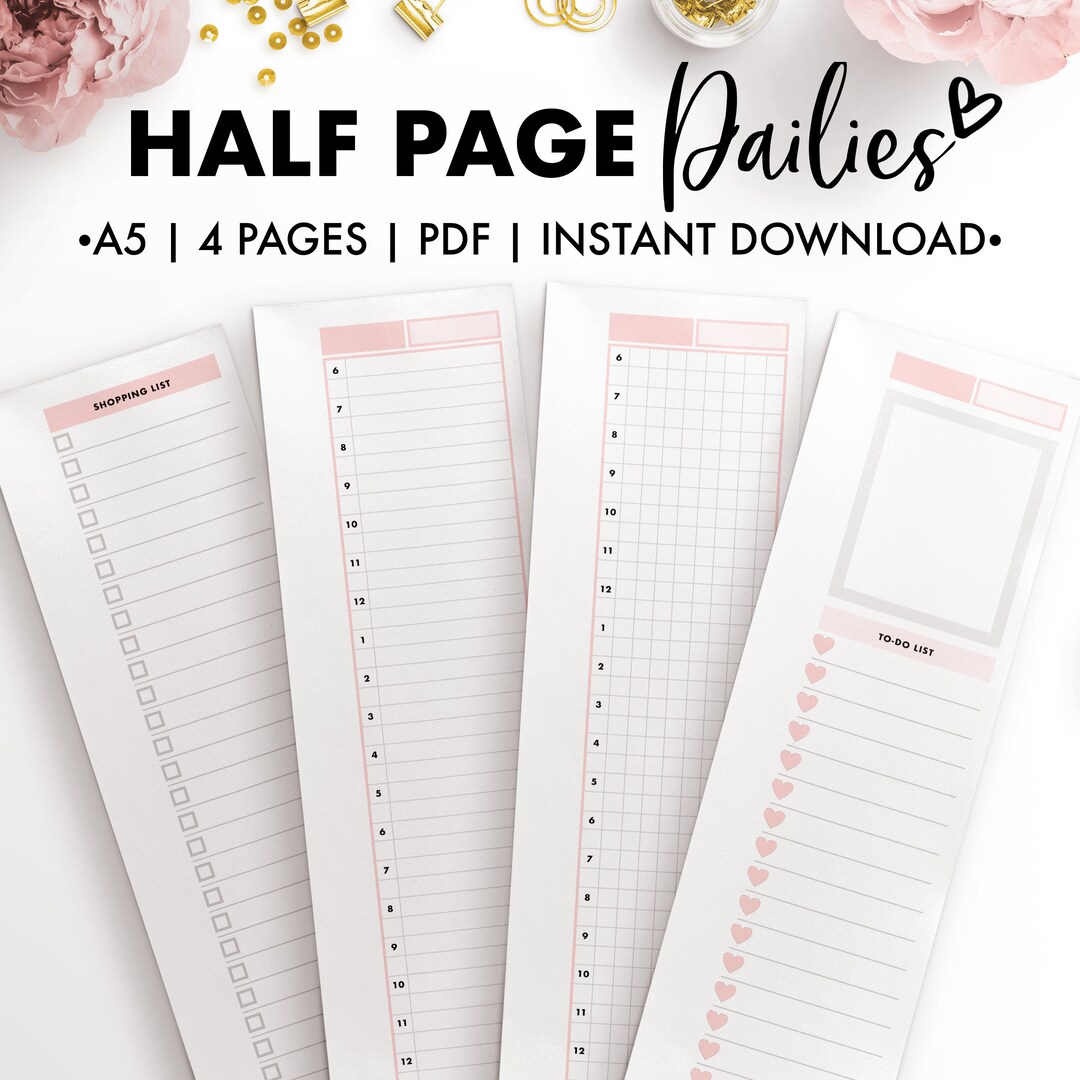 Planify Pro, A5, Half Page Dailies - Etsy