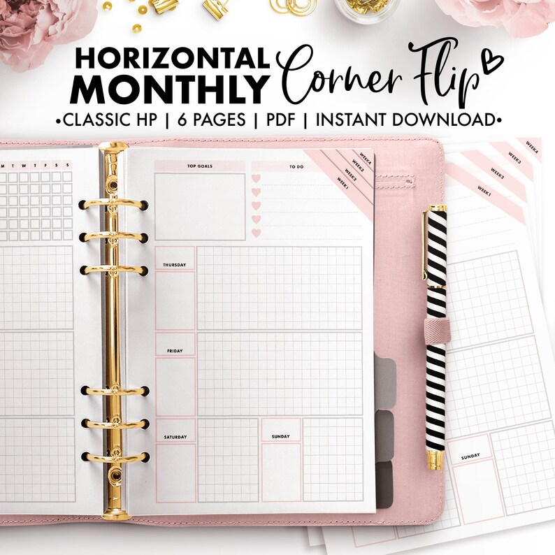 Classic HP Horizontal Monthly Corner Flip - Etsy