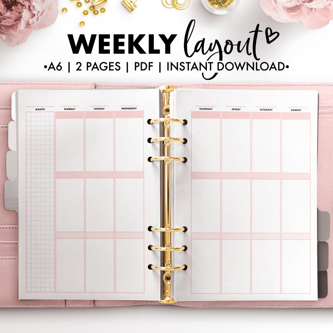 A6 Weekly Layout - Etsy