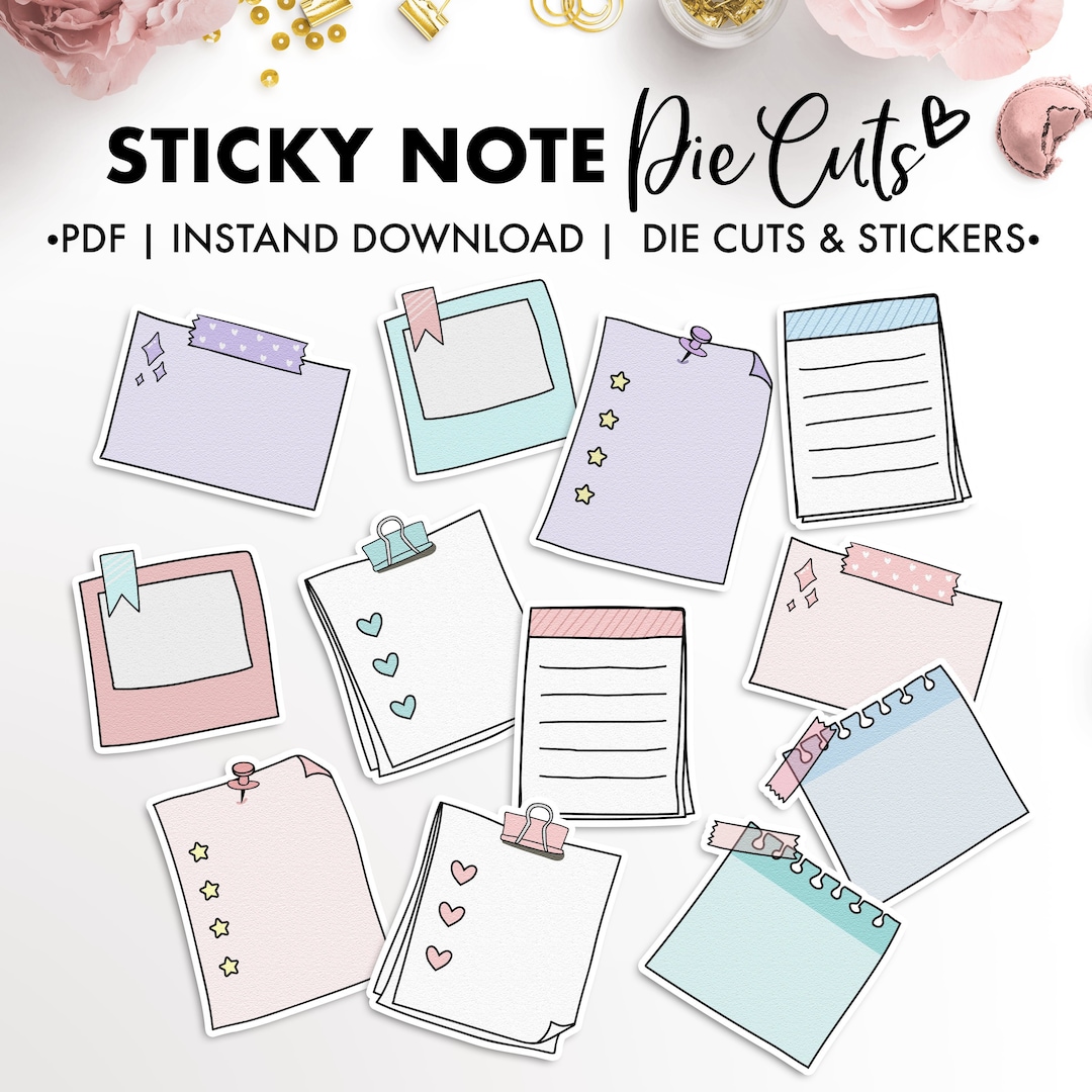 Die Cuts Stickers Sticky Note Collection Planner Stickers - Etsy