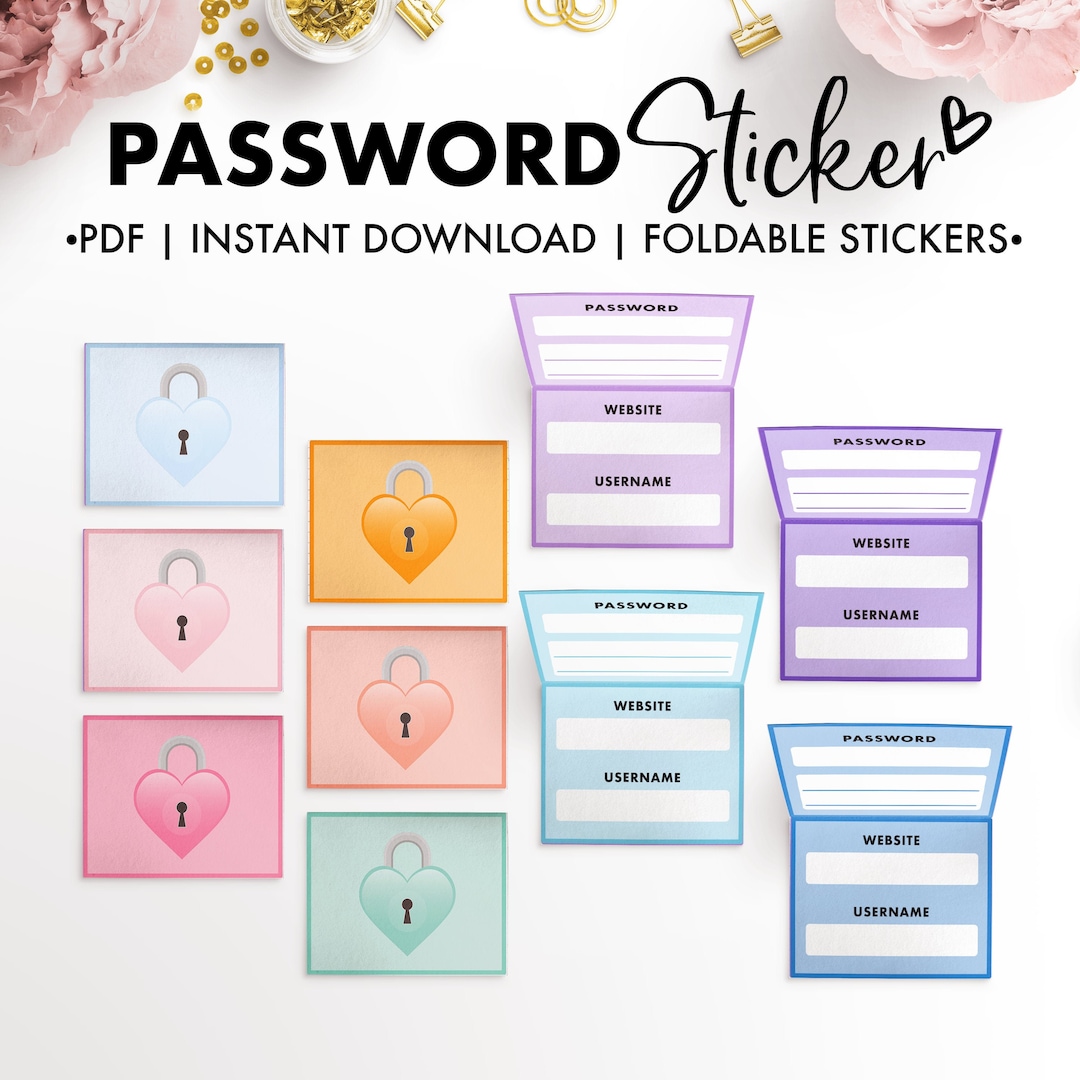 Planify Pro, Password Sticker Kit, PDF Instant Download - Etsy