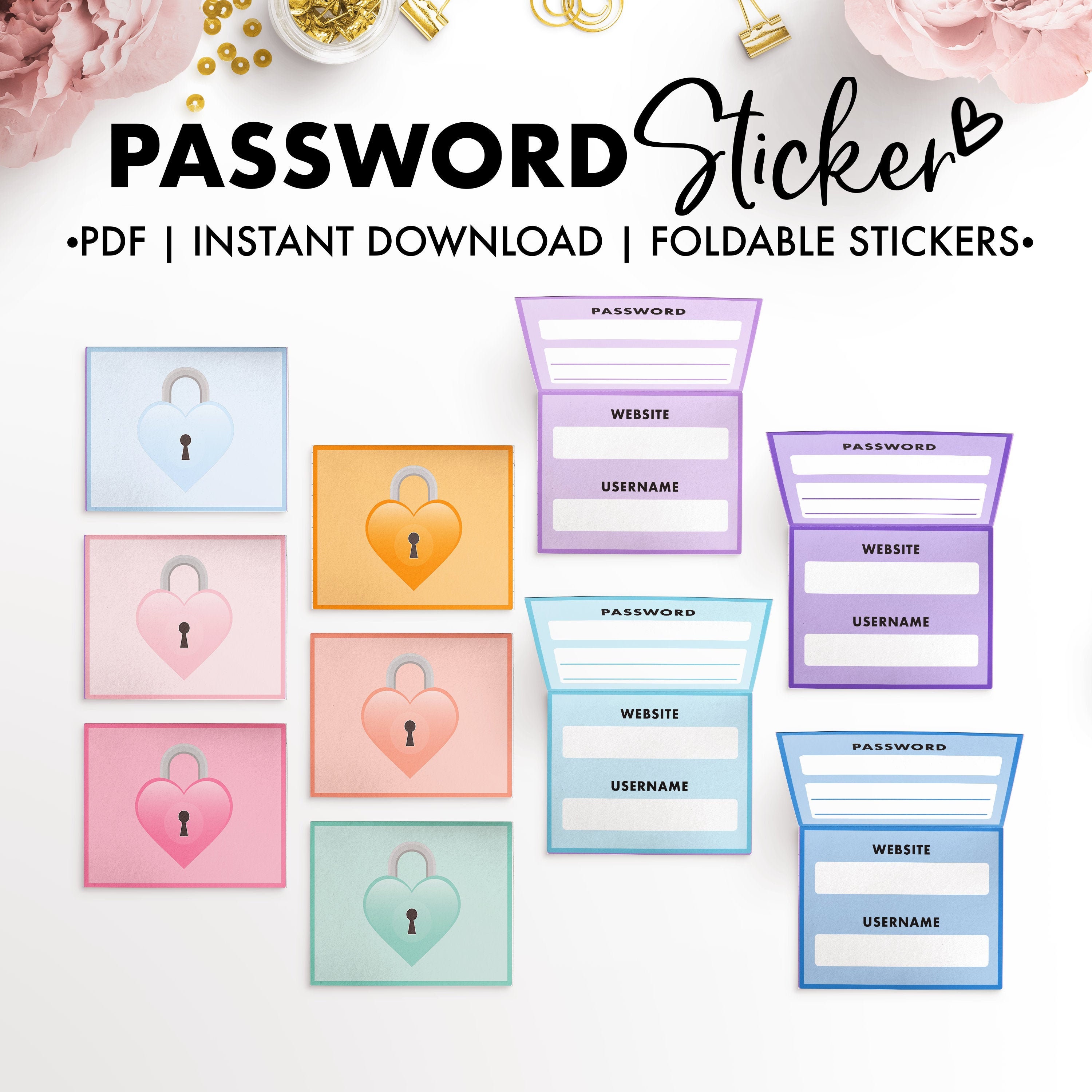 Password Sticker Kit PDF Instant Download | Etsy