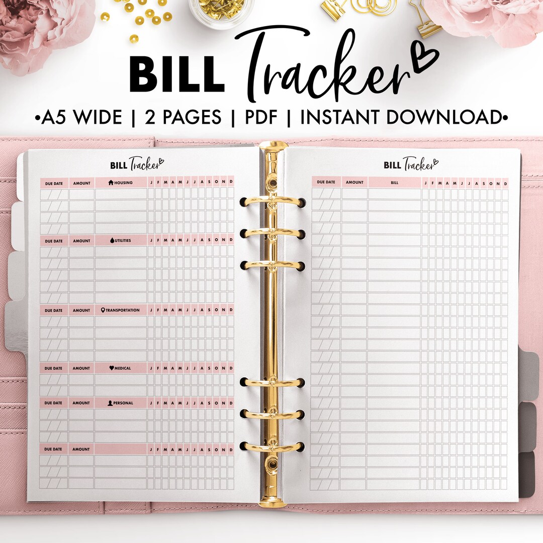 A5 Wide Bill Tracker - Etsy