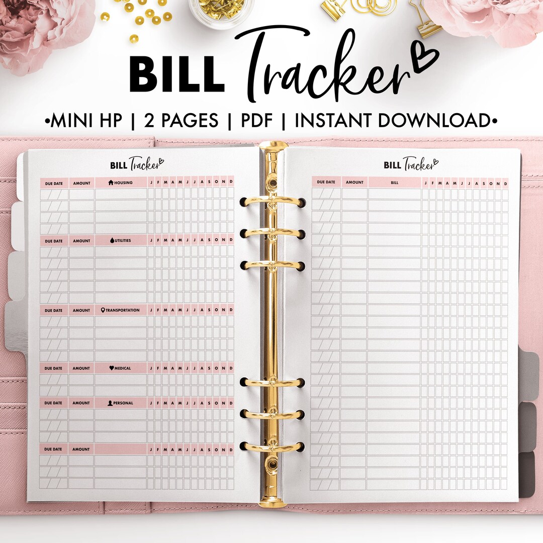 Mini HP, Bill Tracker - Etsy