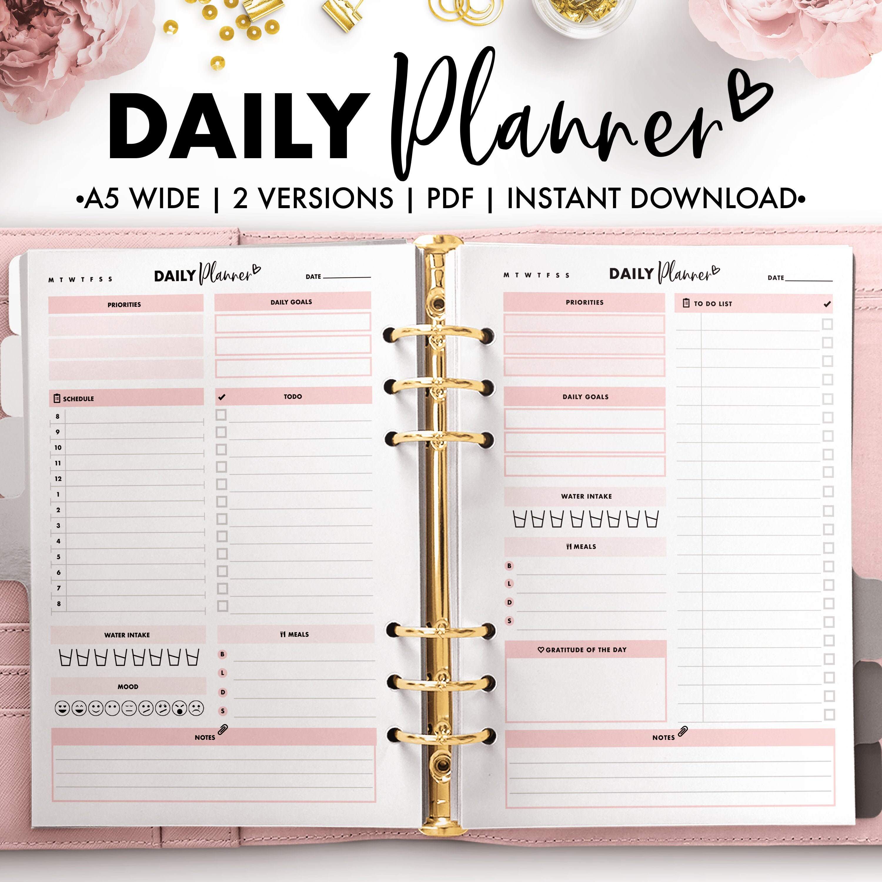 A5 Wide Daily Planner Etsy UK A5 Wide Daily Planner Etsy UK