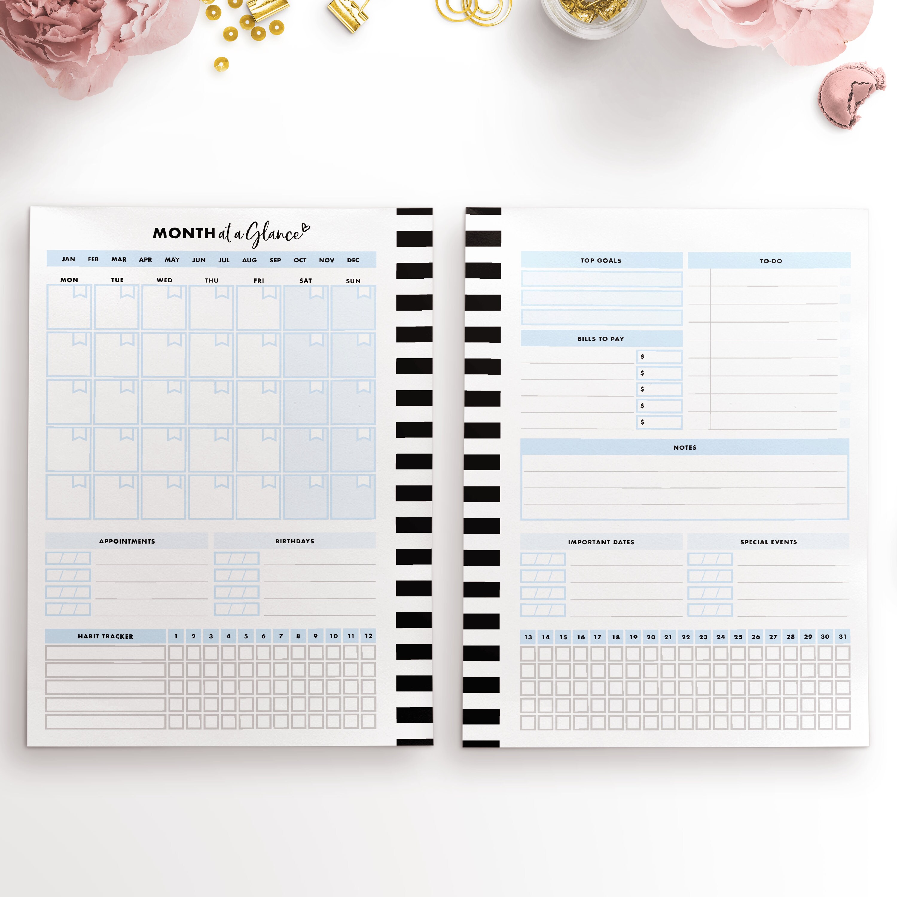 Classic HP Month at a Glance Baby Blue - Etsy