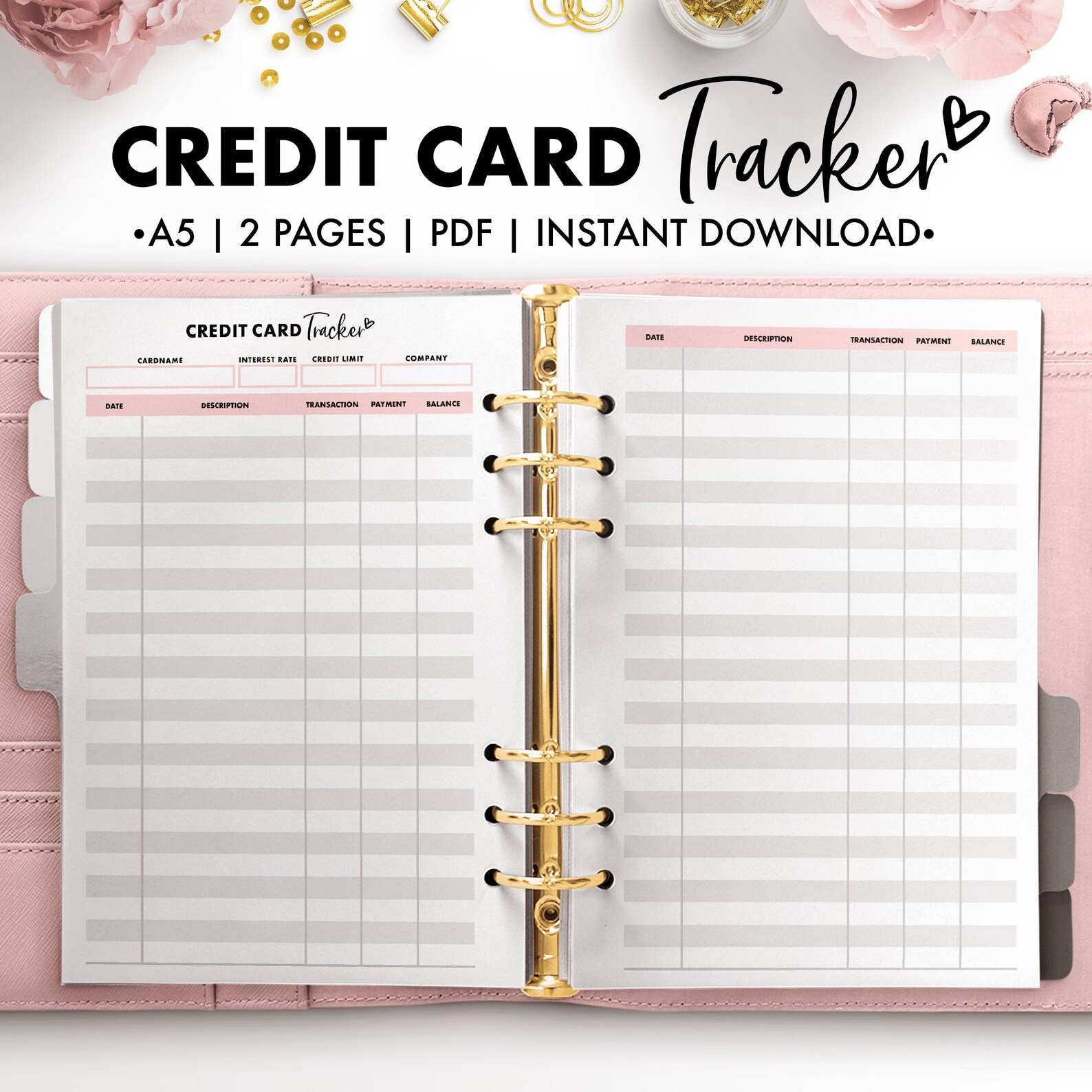 A5 Credit Card Tracker - Etsy