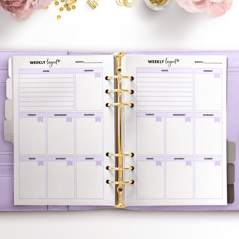 Planify Pro, Personal Wide One Page Weekly Layout, Weekly Planner One ...