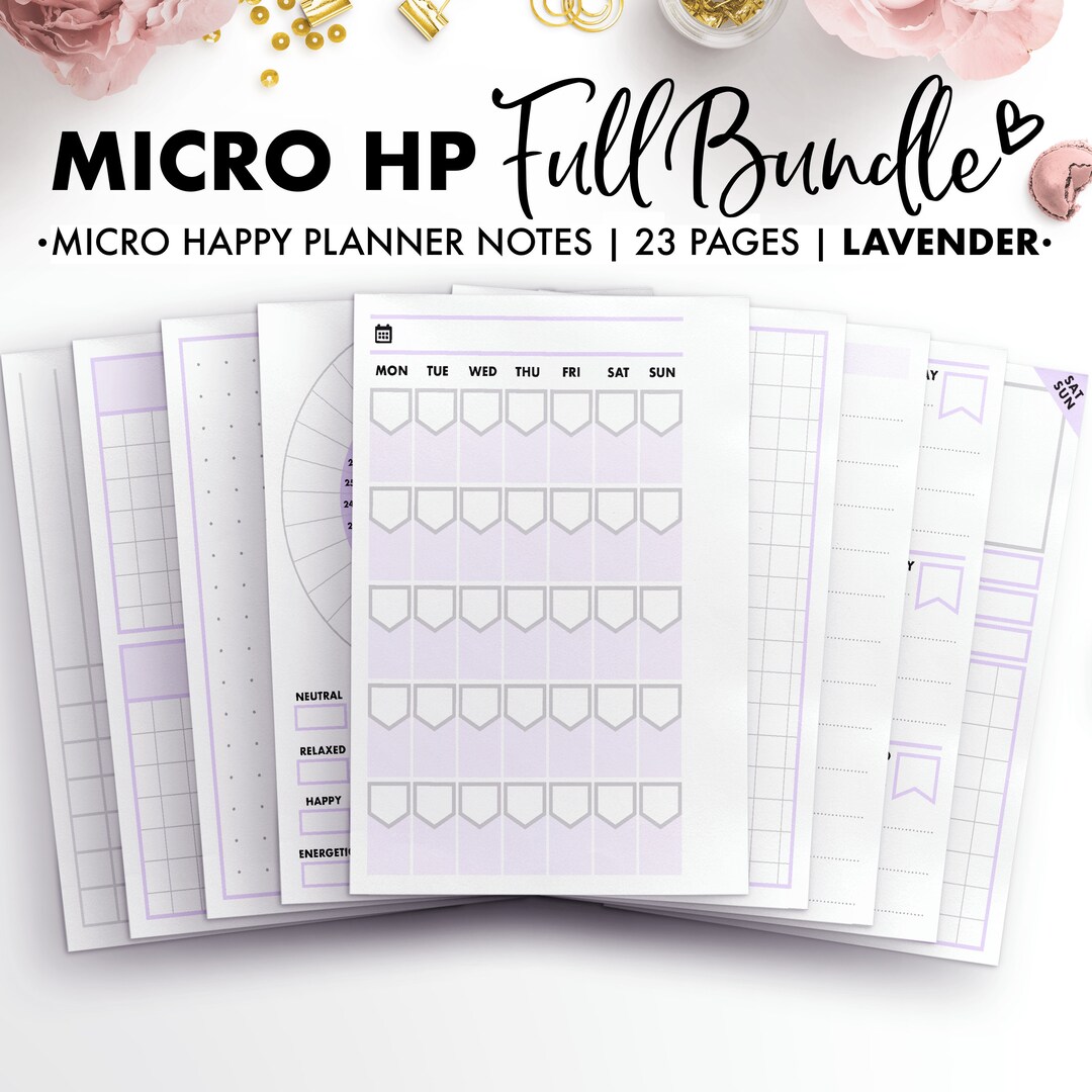 Planify Pro, Micro HP, Micro Happy Planner Full Bundle, Lavender - Etsy
