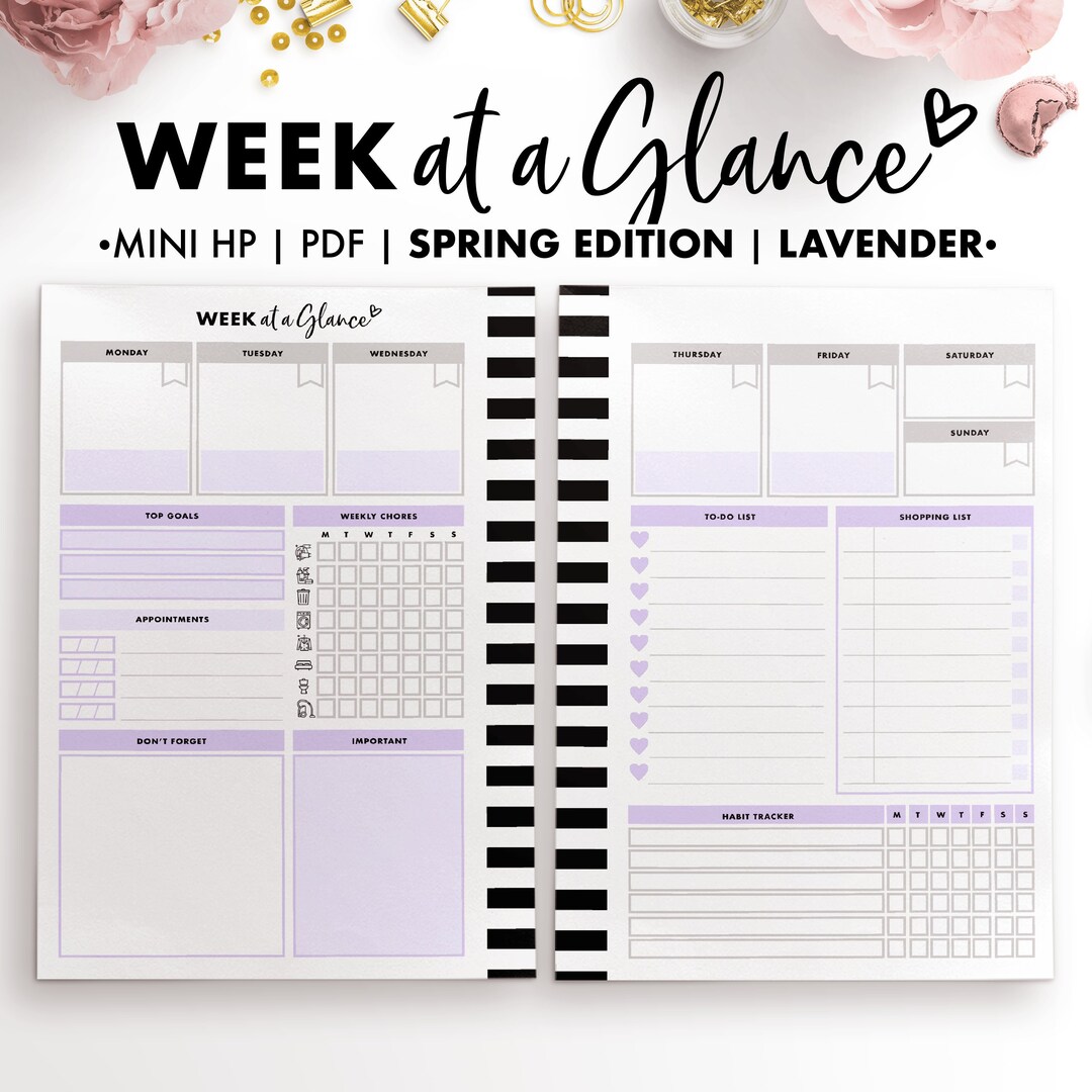 Mini HP Week at a Glance Lavender - Etsy