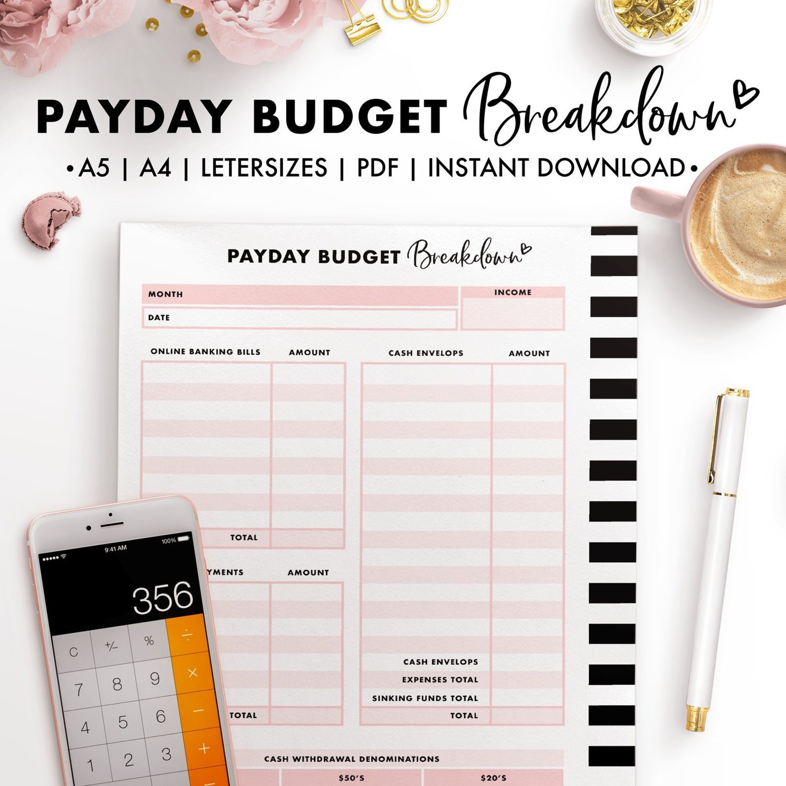 A5 Payday Budget Breakdown - Etsy UK