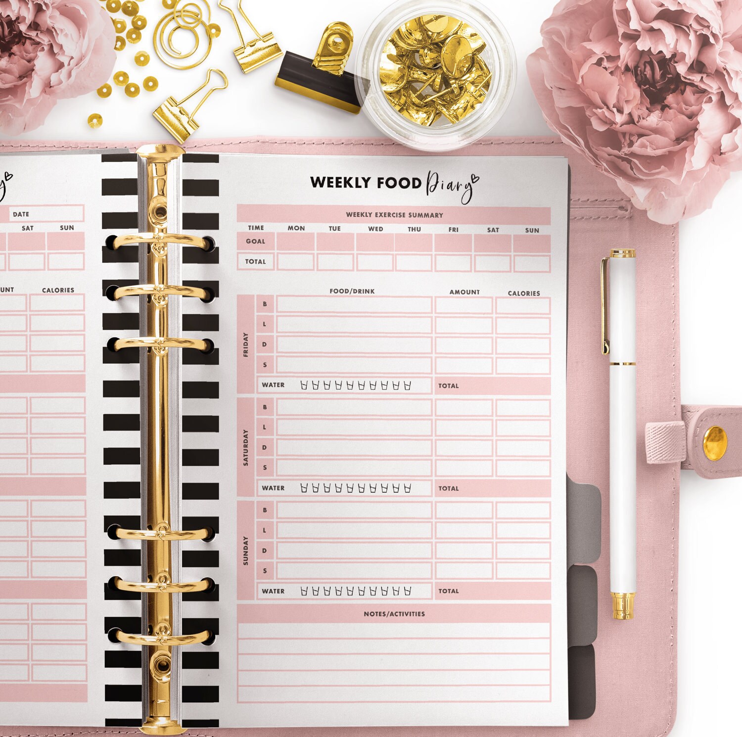 Personal Wide Weekly Food Diary - Etsy