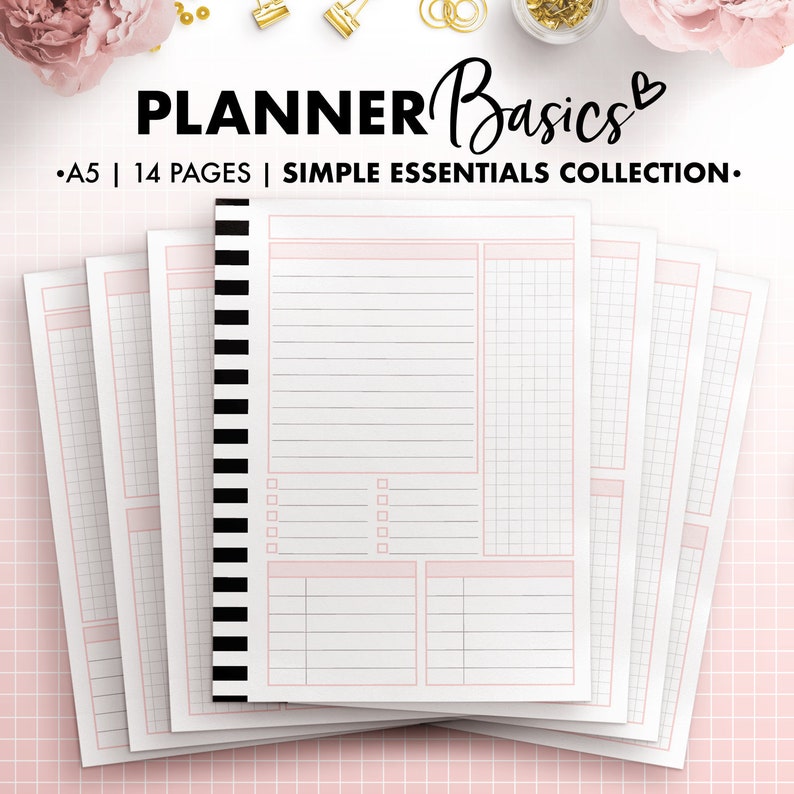 A5 Planner Basics Simple Essentials Collection Printable | Etsy