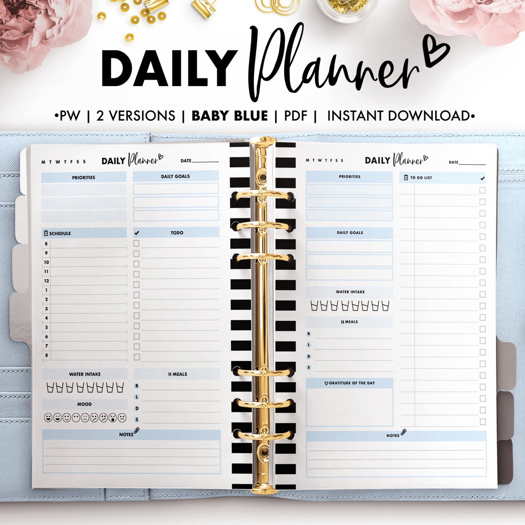 Personal Wide Daily Planner Baby Blue - Etsy