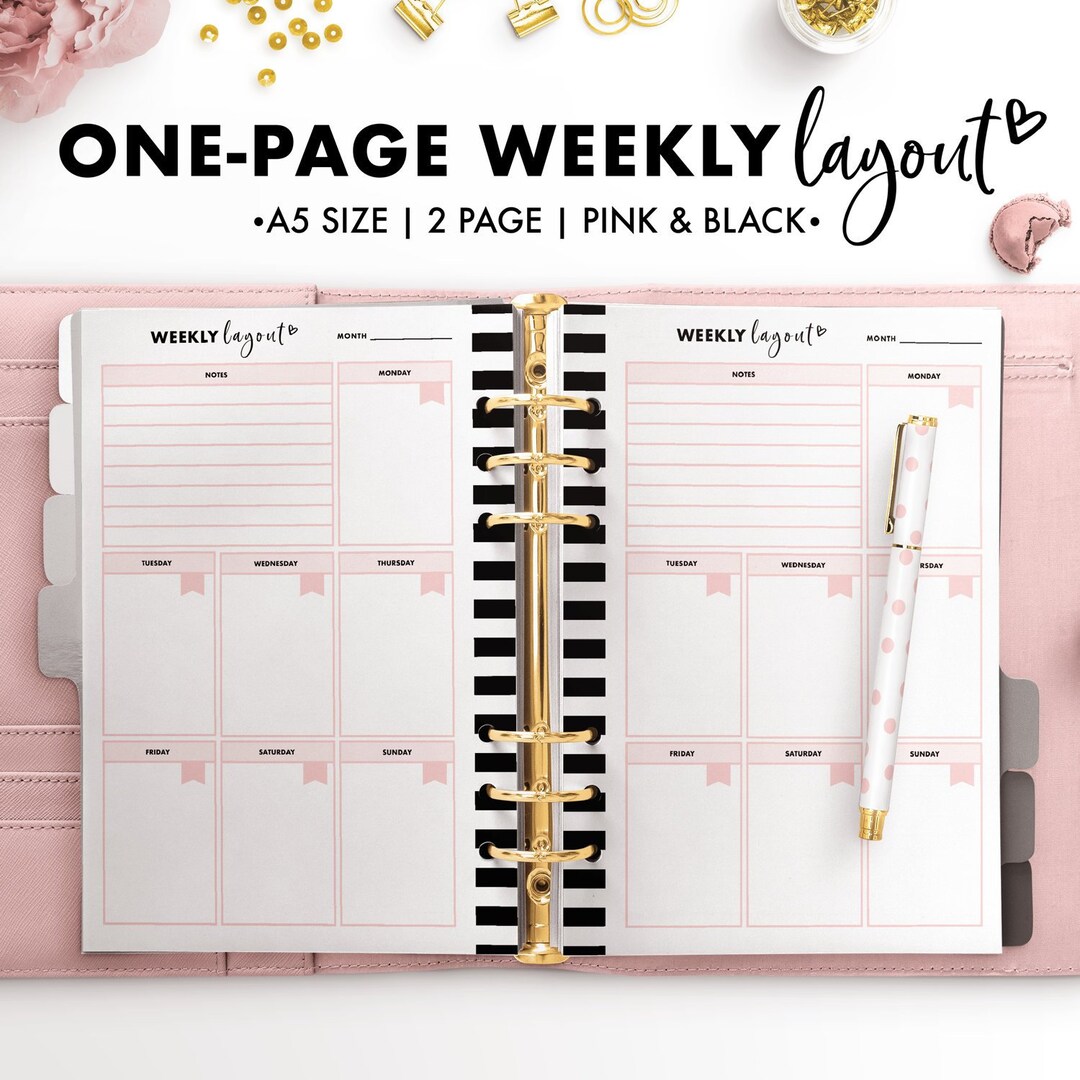 Planify Pro, A5, One Page Weekly Layout - Etsy