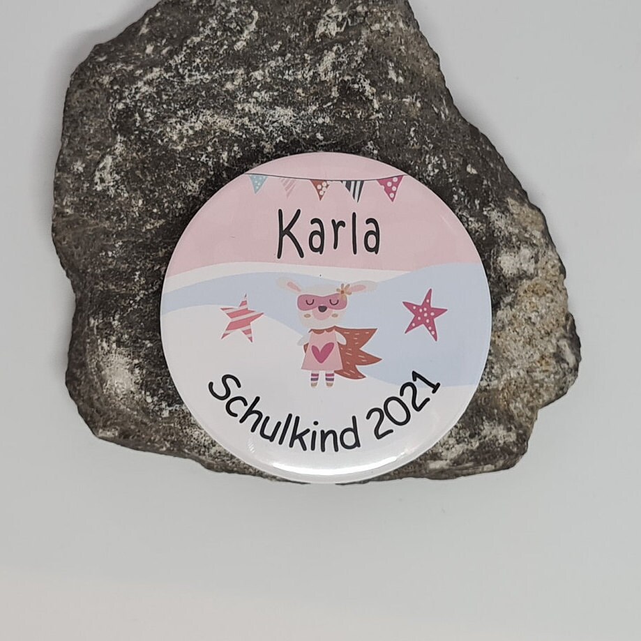 Personalisierter Button Schulkind mit Name und Superheldin für | Etsy