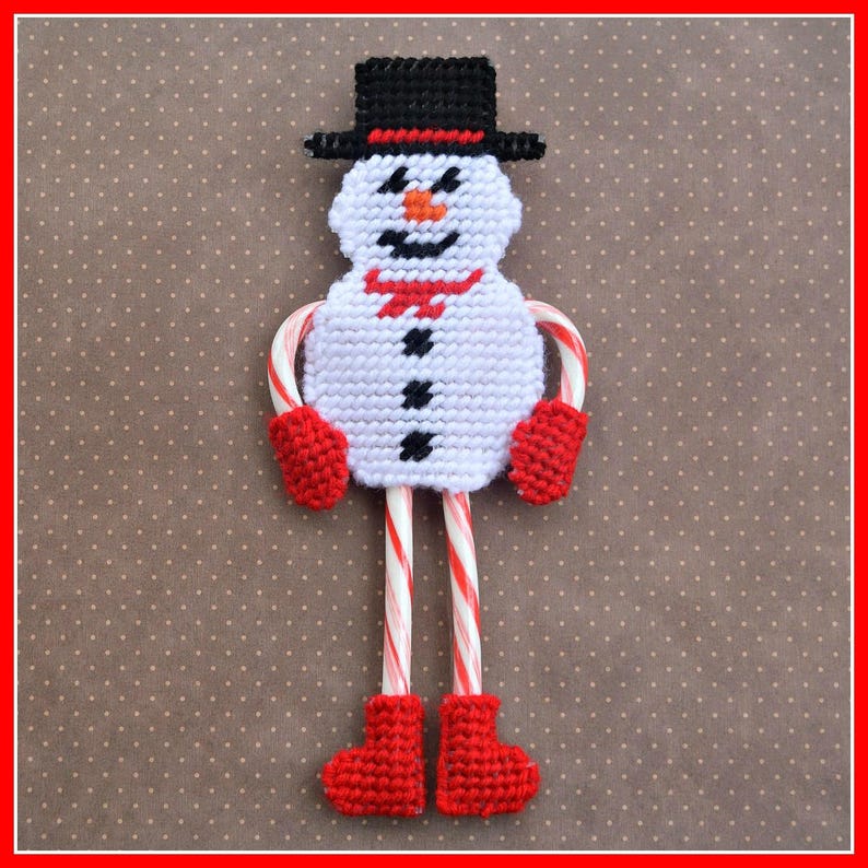 Snowman Candy Cane Holder Plastic Canvas Pattern - Christmas Treat ...