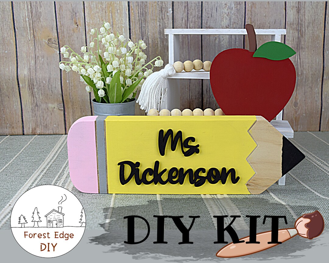 Personalized Teachers Desk Sign Craft Kit, Unfinished Wood Ready to ...