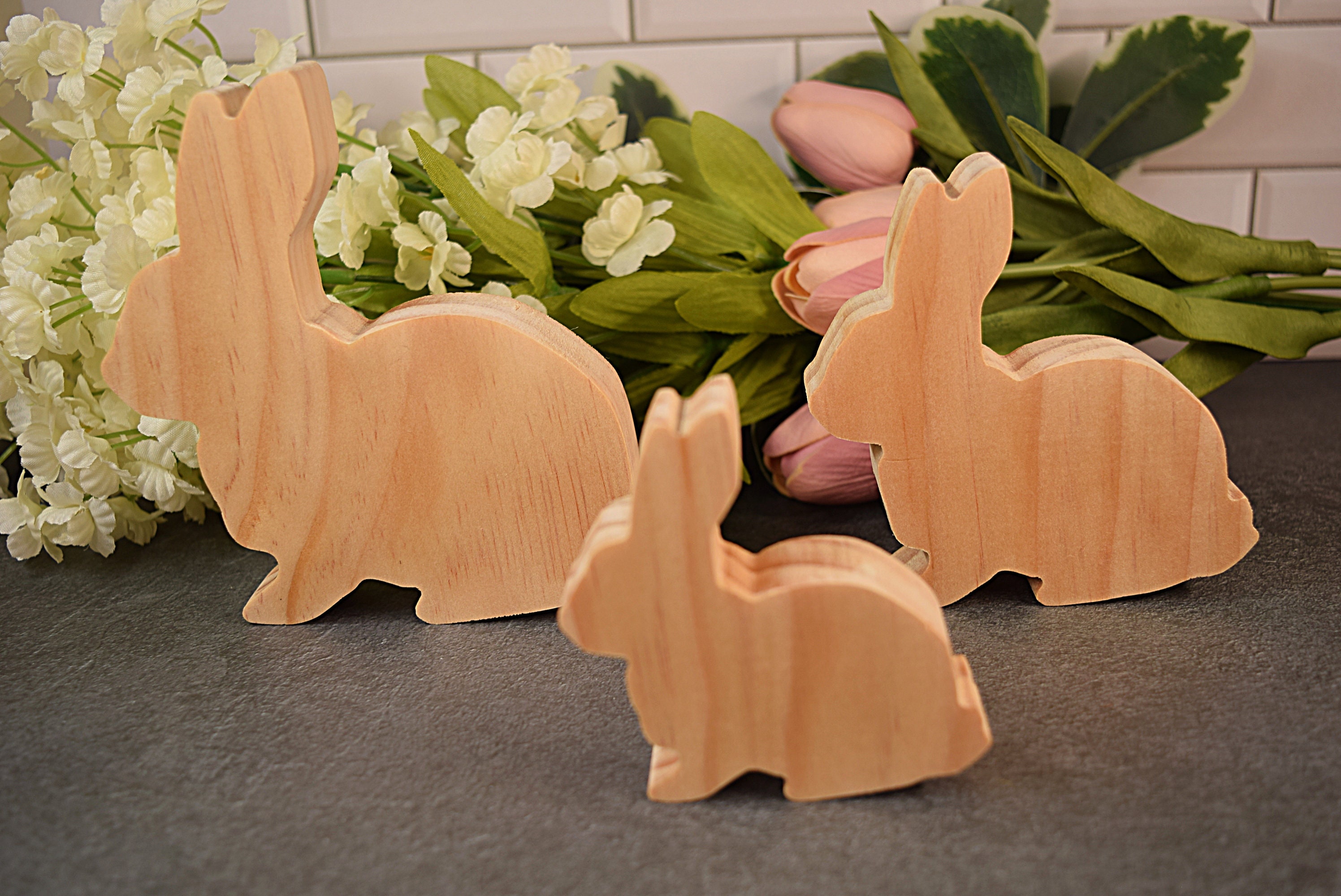 Unfinished Wood Bunny Shapes, Ready to Paint Rabbit Cutouts, DIY Wood ...