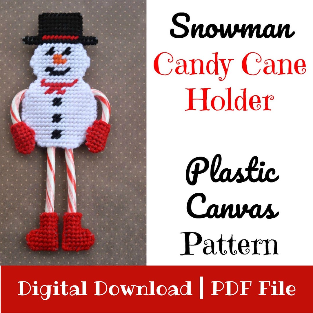Snowman Candy Cane Holder Plastic Canvas Pattern - Christmas Treat ...