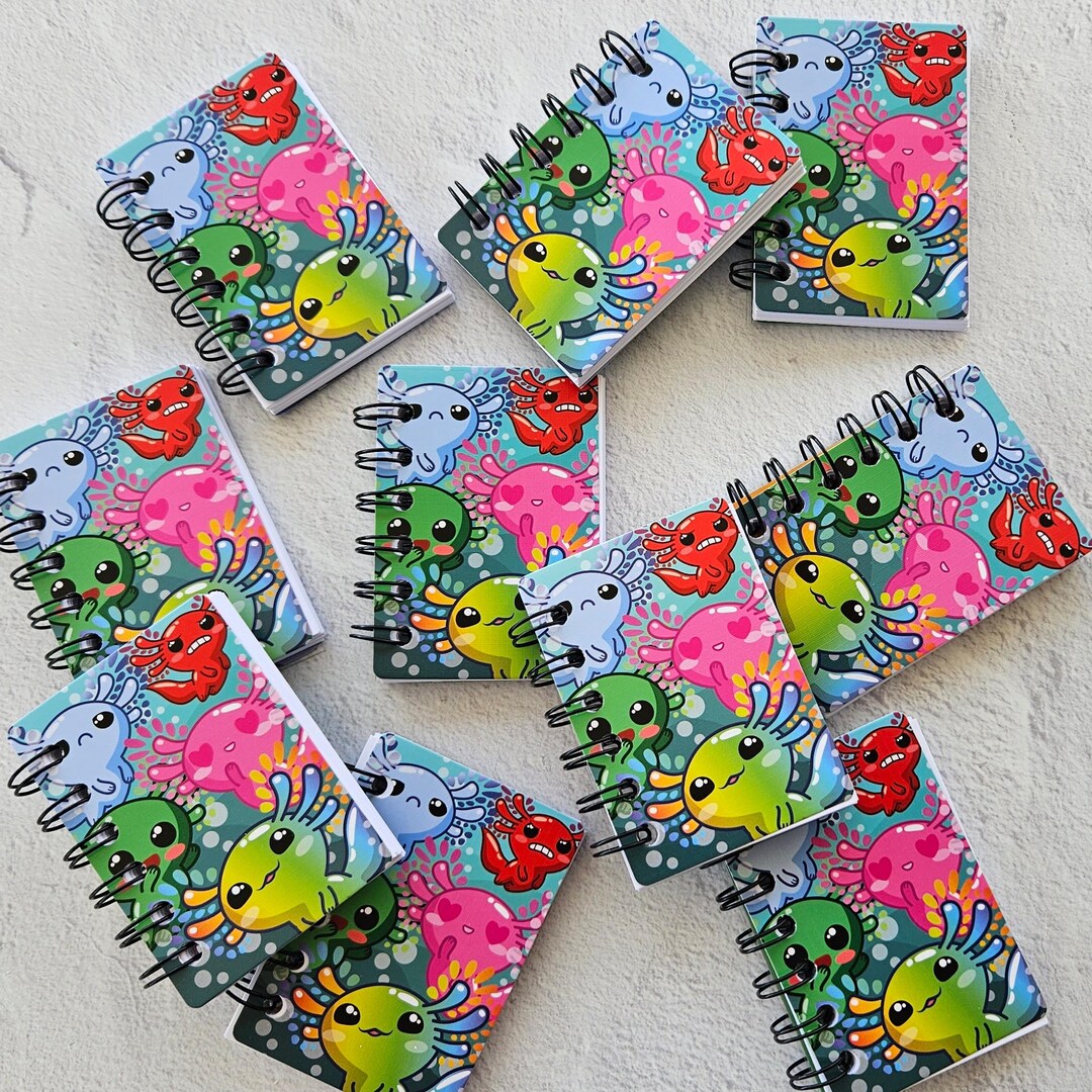 10 Pack Axolotl Mini Notebooks, Birthday Party Favors for Kids, Cute ...