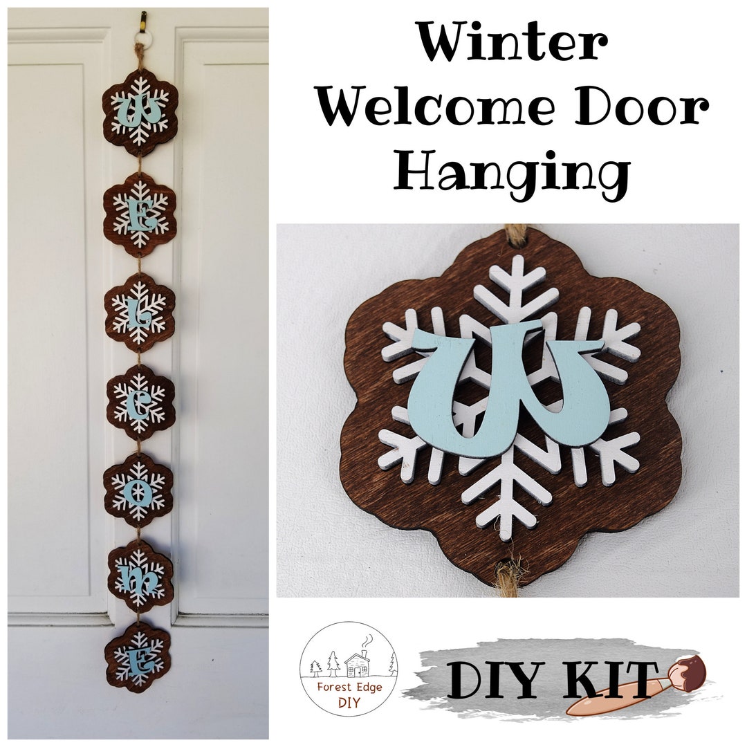 DIY Winter Decor Craft Kit, Welcome Door Hanger, Snowflake Decor, Front ...
