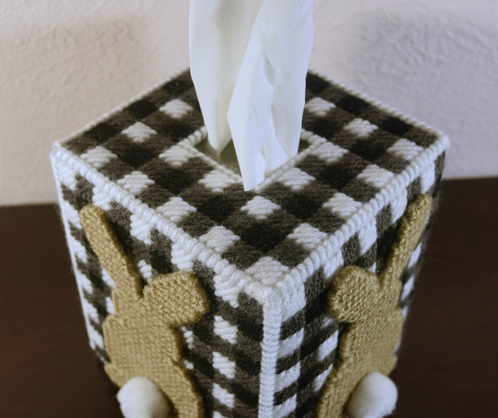 Buffalo Plaid Easter Bunny Tissue Box Cover Plastic Canvas Pattern ...