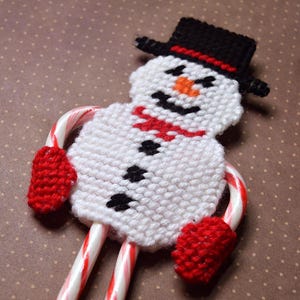 Snowman Candy Cane Holder Plastic Canvas Pattern - Christmas Treat ...
