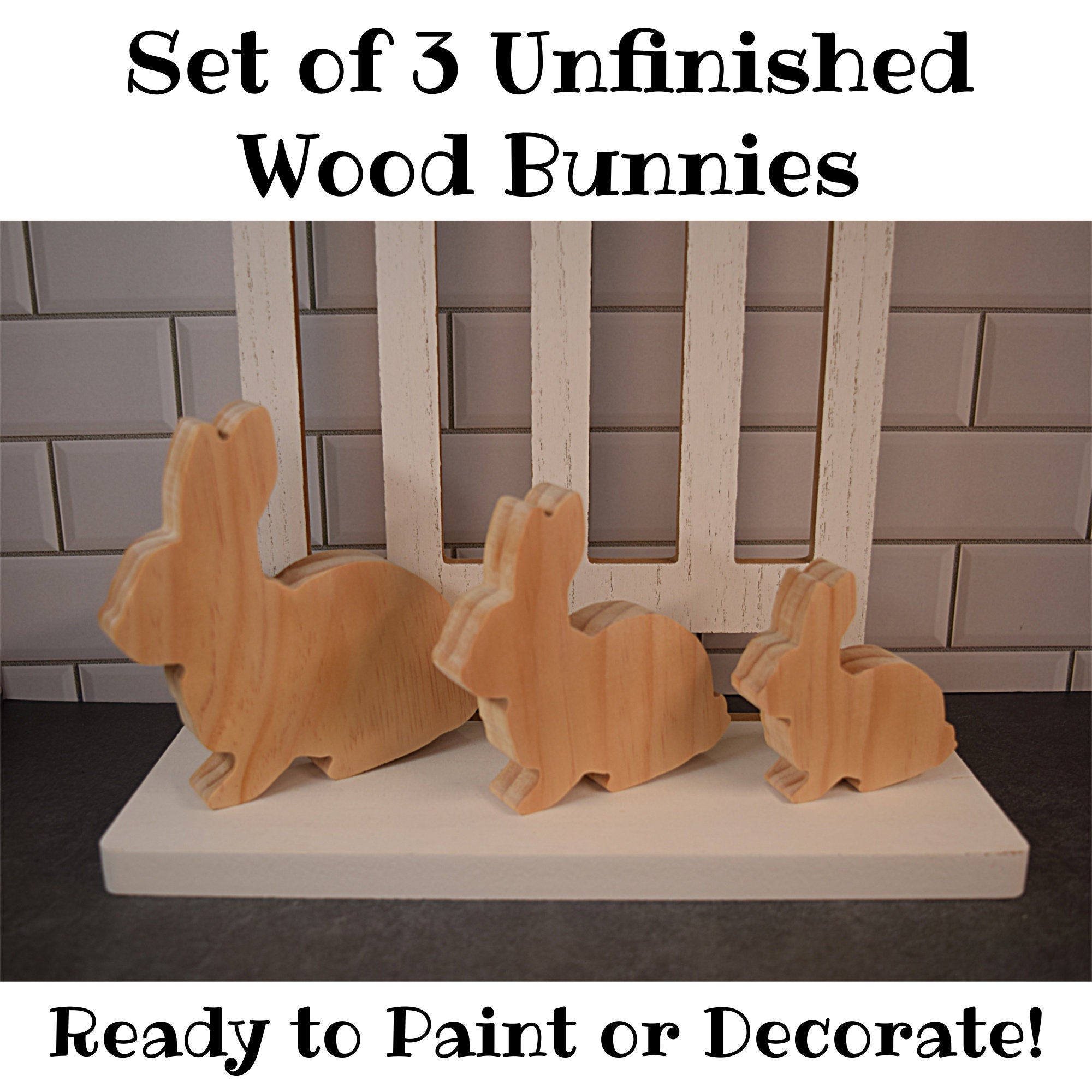 Unfinished Wood Bunny Shapes, Ready to Paint Rabbit Cutouts, DIY Wood ...