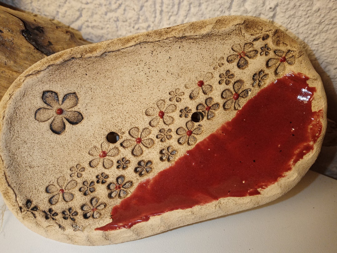 Ceramic Soap Bowl Oval in Wine Red Handmade - Etsy UK