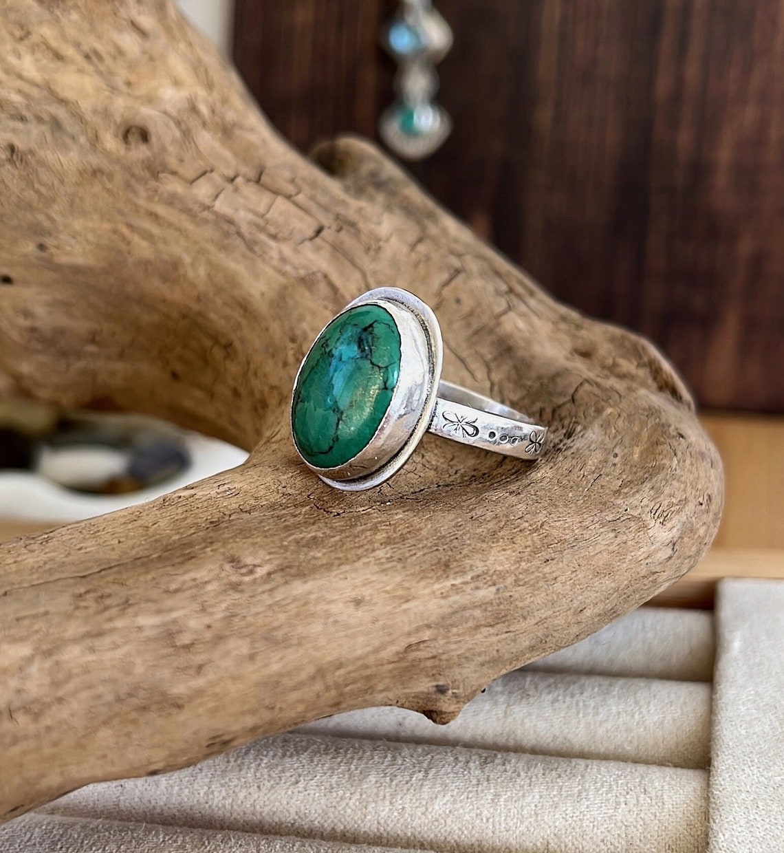 Turquoise Gemstone Ring, Sterling Silver Ring, Natural Gemstone Ring ...