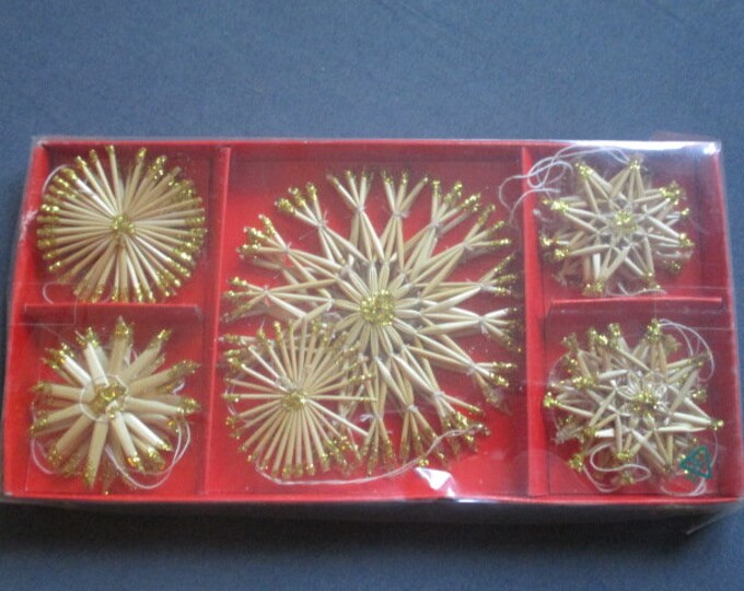Straw Stars, Approx. 18 Pieces, Christmas, Straw, Gold, Vintage ...