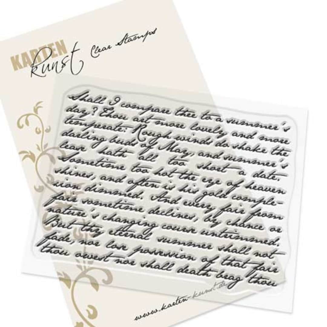 Clear Stamps - Script Background KK-0152 - Shakespeare Text Motif Stamp ...