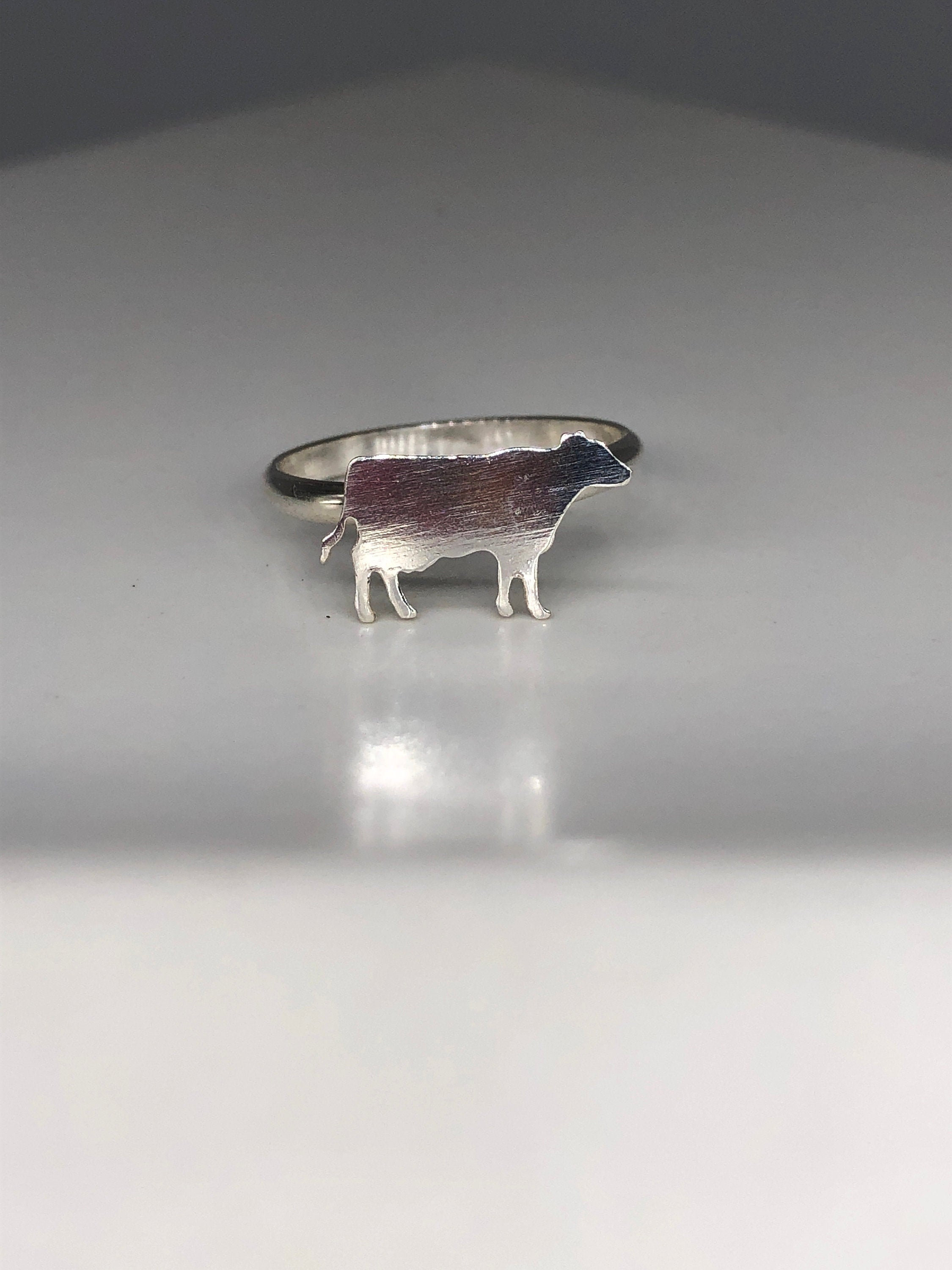 Sterling silver cow ring | Etsy