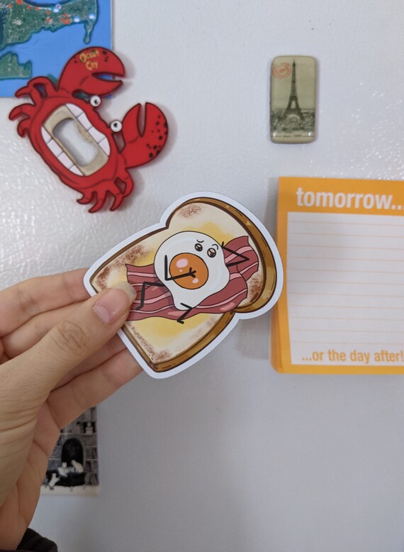 Bacon and egg toast magnet magnets fridge magnets for board | Etsy