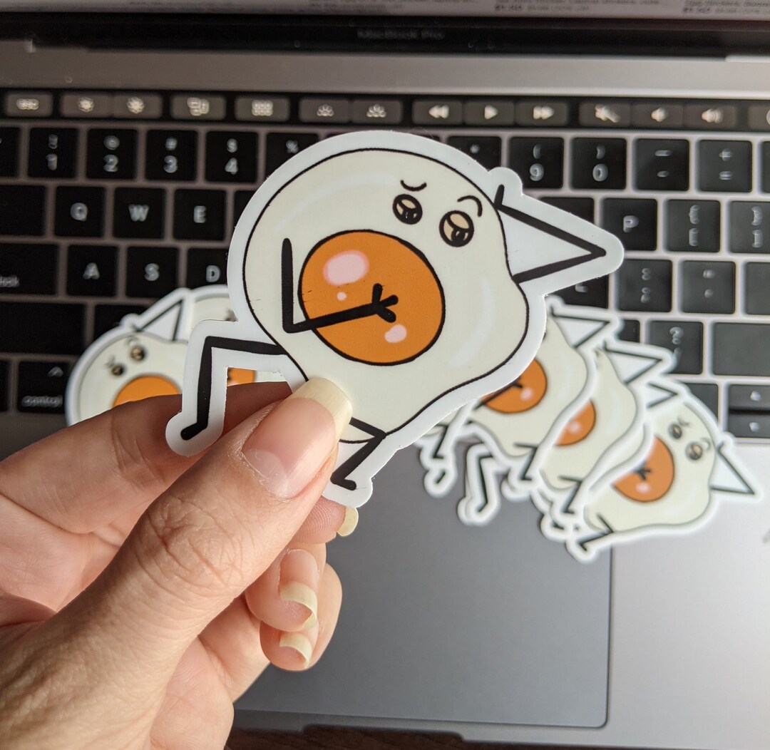 Egg Stickers, Sunny Side up Sticker, Laptop Sticker, White, Cartoon ...
