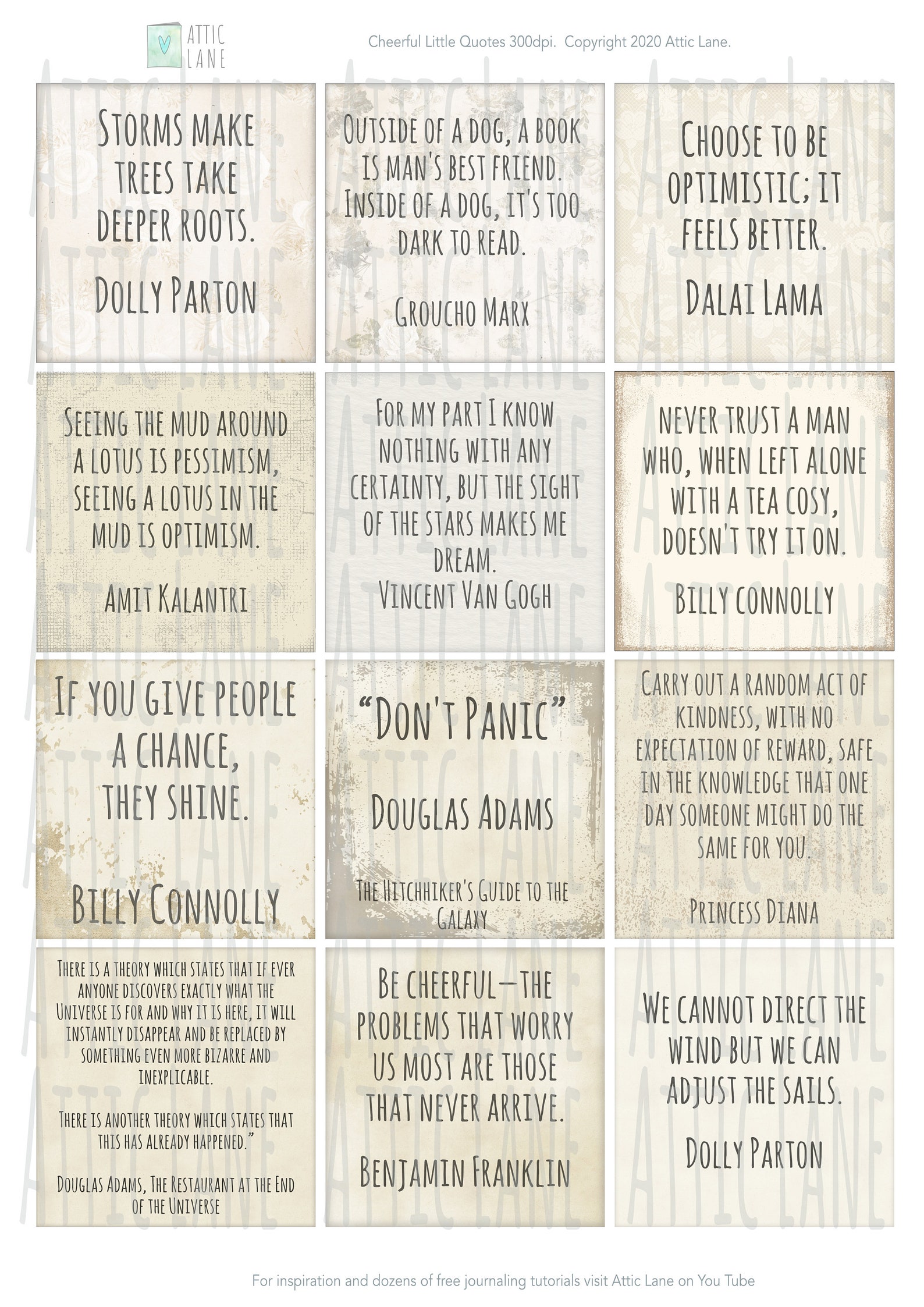 Cheerful Quotes, Envelopes and Mini Cards - Printable Files - Etsy