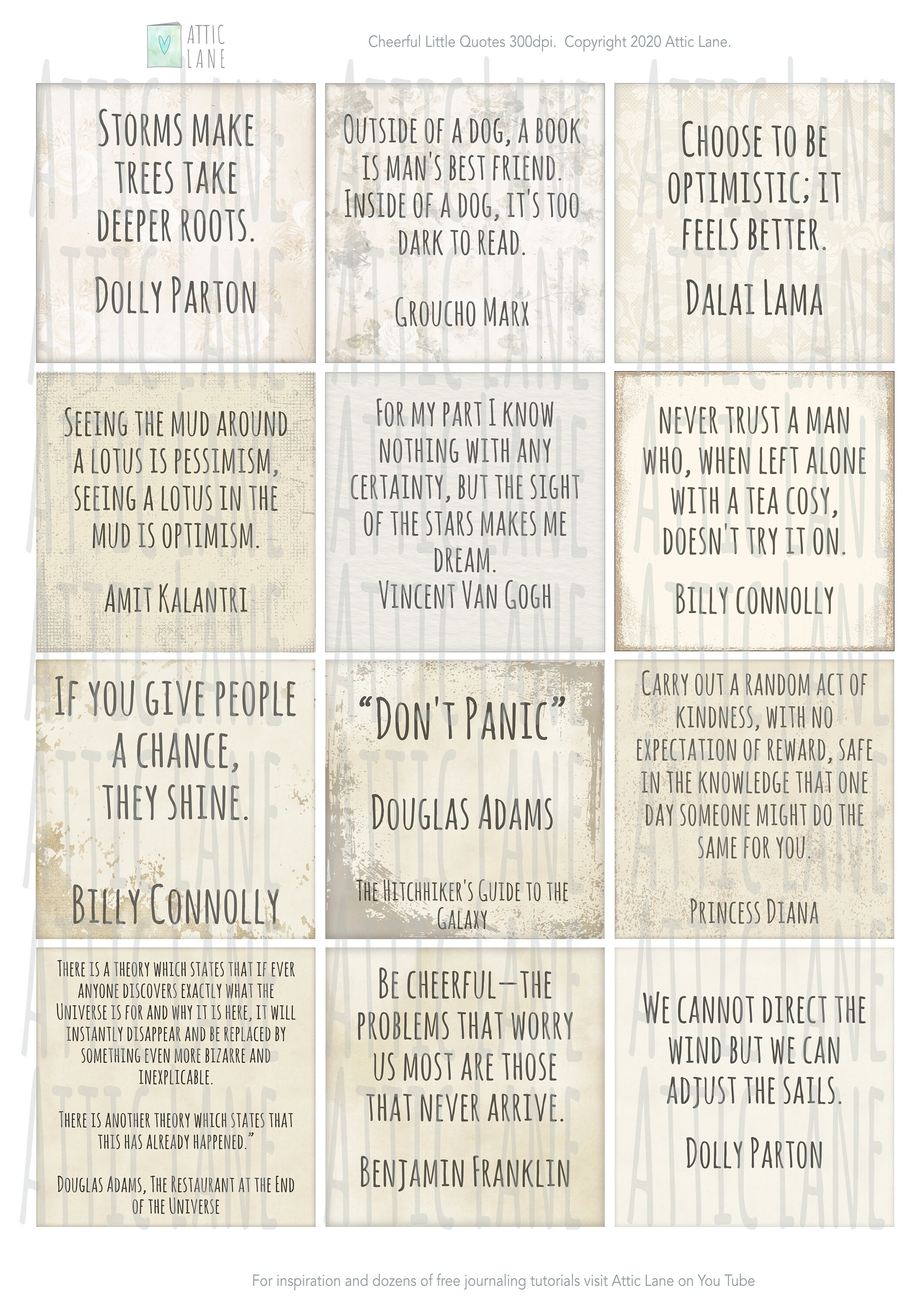 Cheerful Quotes, Envelopes and Mini Cards - Printable Files - Etsy