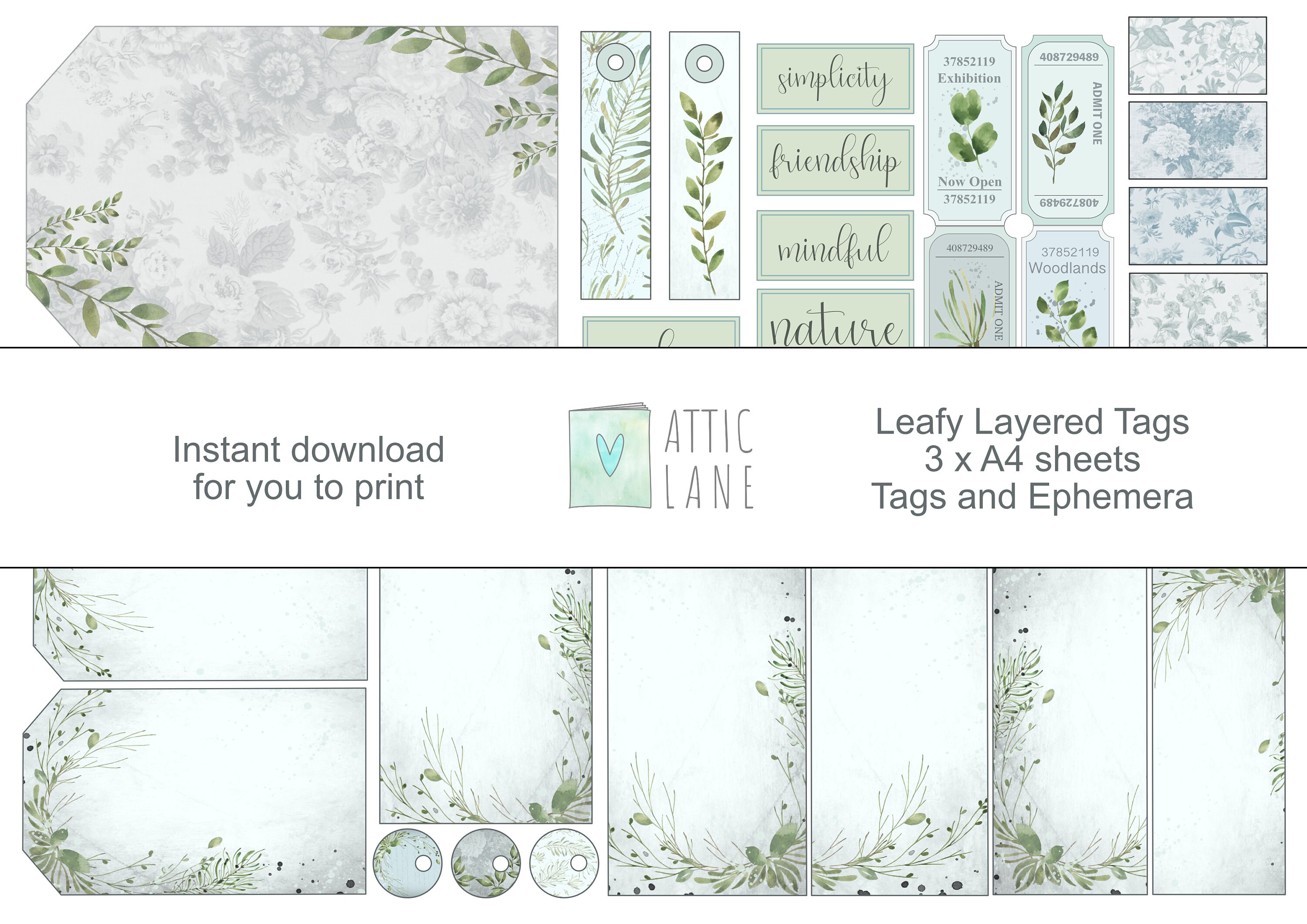 Leafy Layered Tags - Printable Files - Etsy