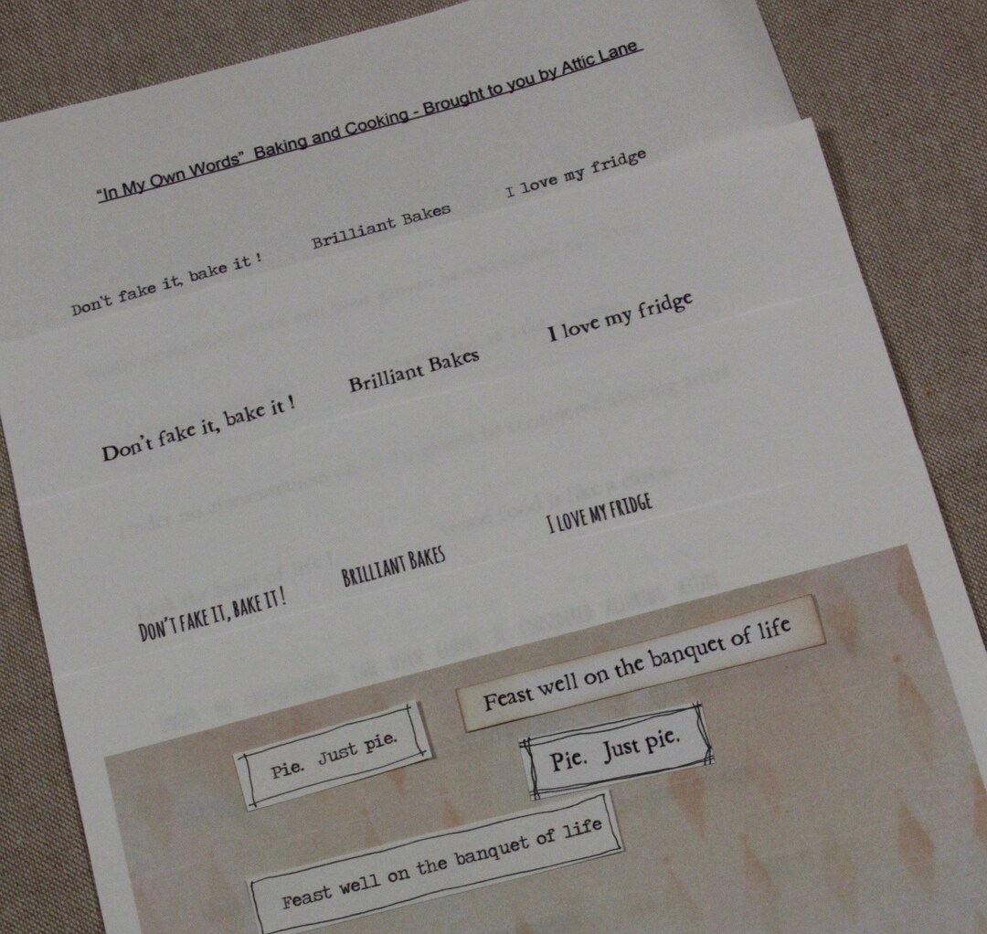 In My Own Words - Baking and Cooking - Digital Downloadable Journal ...
